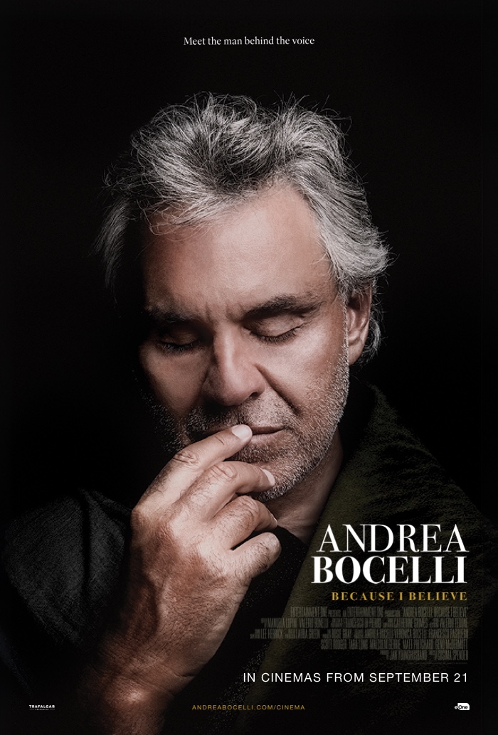 Andrea Bocelli: Because I Believe in cinemas worldwide from September 21 2025.